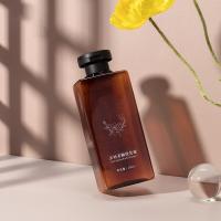 China 200ml Amber Transparent PET Smooth Bottle With black lid For shampoo lotion bottle for sale