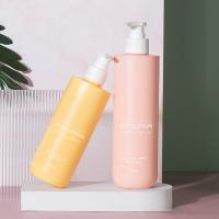 China 300/450ml Yellow/Pink HDPE Smooth Bottle With white Pump For shampoo lotion bottle for sale