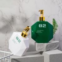 China 300ml PETG White/Greem Irregular smooth with Golden pump for shampoo lotion bottle for sale