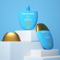 China 30g/50g Blue oval smooth bottle with Golden lid for fragrance and sunscreen stick for sale