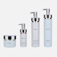 China 40ml/120ml/140ml/50g Glass Transparent cylindrical Smooth with Golde pump for cosmetic packaging bottle for sale