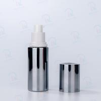 China 40ml Glass Grey smooth Cylinder with white pump for lotion bottle for sale