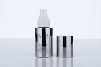 China 40ml Glass Grey smooth Cylinder with white pump for lotion bottle for sale