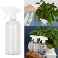 China 500ml Plastic Transparent Cylindrical Clear Bottle With White Spray For empty Spray Bottle for sale