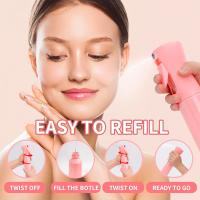 China 300ml Pink Cylindrical Smooth Plastic Bottle With Pink Spray For Spray Bottle for sale