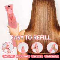 China 300ml Pink Cylindrical Smooth Plastic Bottle With Pink Spray For Spray Bottle for sale