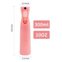China 300ml Pink Cylindrical Smooth Plastic Bottle With Pink Spray For Spray Bottle for sale