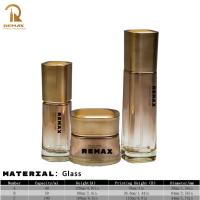 China Hot Sale 50g 40ml 100ml Gold-plated Gradient Glass Packaging Cream Jar Lotion Bottle Skin Care Set for sale