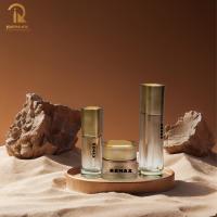 China Hot Sale 50g 40ml 100ml Gold-plated Gradient Glass Packaging Cream Jar Lotion Bottle Skin Care Set for sale