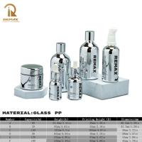China 60g 20ml 30ml 100ml 120ml 150ml Silver-Plated Glass Cosmetics Packaging Lotion Dropper Bottle And Cream Jar Set for sale