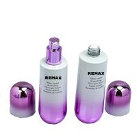 China 50g 30ml 50ml 100ml 120ml Electroplated White To Purple Gradient U-shaped Glass Bottle Set Cosmetic Packaging for sale