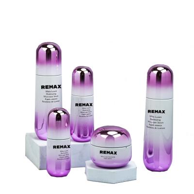 China 50g 30ml 50ml 100ml 120ml Electroplated Two-Color Gradient Round Bottom Round Cap Glass Bottle And Jar for sale