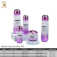 China 50g 30ml 50ml 100ml 120ml Electroplated Two-Color Gradient Round Bottom Round Cap Glass Bottle And Jar for sale