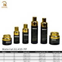China 30ml 50ml 100ml 120ml Black Color Gold Plated Bottle Packaging With Threaded Lid Luxury Style for sale