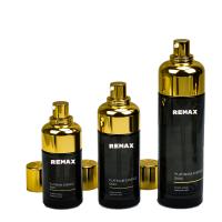 China 30ml 50ml 100ml 120ml Black Color Gold Plated Bottle Packaging With Threaded Lid Luxury Style for sale