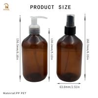 China 300ml PET Amber Brown Plastic Bottles with Clear Pump Black Oil Spray Set Ready For Shipping In stock for sale