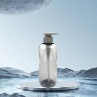 China Thick Walled 500ml Gray Transparent PET Material Flat Press Pump Plastic Bottle For Shower Gel for sale