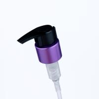 China 24/410 Bright Silver and Black Purple Electroplated Aluminum Plastic Pump Head for Lotion Bottles for sale