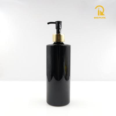 China 450ml Black PET Pump Bottle – For Shampoo & Body Wash, Elegant Flat Shoulder Design for sale