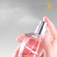 China 50ml Clear Glass Perfume Bottle with Round Cap and Screw Neck Refillable Design for sale