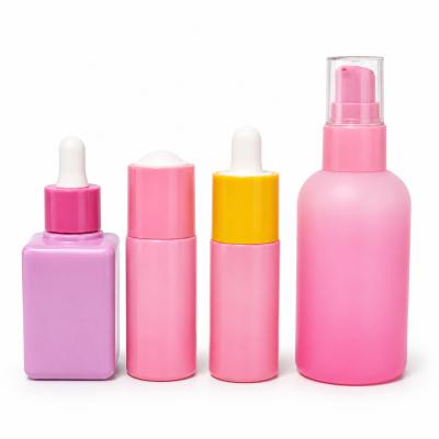 China 4pcs 100ml Lotion Pump Bottle and 50ml Dropper Bottles Transparent Cosmetic Bottle Set for Skincare Packaging for sale
