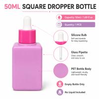 China 50ml Pink Dropper Bottle with Screen Printing for Premium Skincare Serum & Essential Oil Packaging for sale
