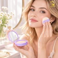 China 10g Purple PETG Powder Compact Case with Custom Logo for Loose Powder Cosmetic Packaging for sale