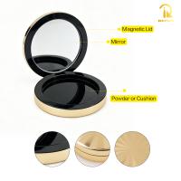 China OEM ODM 10g Luxury Electroplated Gold Magnetic Powder Compact Box Empty Pressed Powder Case With Mirror Cosmetic Packaging for sale