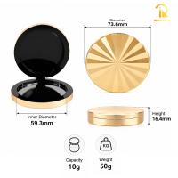 China OEM ODM 10g Luxury Electroplated Gold Magnetic Powder Compact Box Empty Pressed Powder Case With Mirror Cosmetic Packaging for sale
