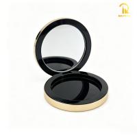 China OEM ODM 10g Luxury Electroplated Gold Magnetic Powder Compact Box Empty Pressed Powder Case With Mirror Cosmetic Packaging for sale