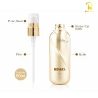 China 50ml Round Gold Cosmetic Pump Bottle Empty Lotion Container For Face Moisturizer Serum Skincare Liquid Custom Printed Packaging for sale