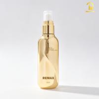 China 50ml Round Gold Cosmetic Pump Bottle Empty Lotion Container For Face Moisturizer Serum Skincare Liquid Custom Printed Packaging for sale