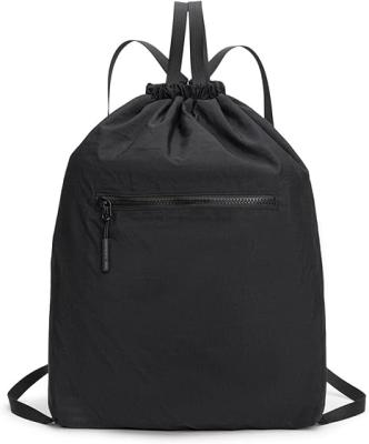 China Lightweight Drawstring Backpack with Front Zipper Pocket, Reusable Gym Sack for Sports, Travel, School & Daily Use for sale
