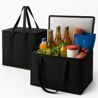 China Extra Large Insulated Grocery Tote Bag, Reusable Collapsible Thermal Cooler for Hot & Cold Food Delivery, Shopping, Camping & Travel, Black for sale