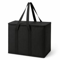 China Extra Large Insulated Grocery Tote Bag, Reusable Collapsible Thermal Cooler for Hot & Cold Food Delivery, Shopping, Camping & Travel, Black for sale