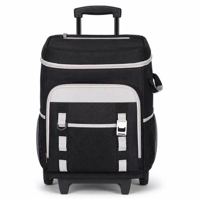 China 50L Rolling Cooler Bag with Wheels, 80-Can Large Insulated Soft Cooler with Telescopic Handle, Collapsible Trolley Cart for Grocery Shopping, Camping & Outdoor Travel for sale