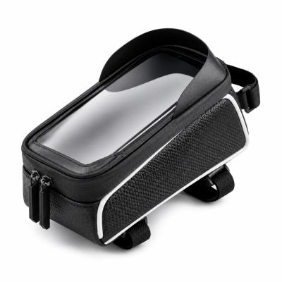 China Waterproof Bike Phone Front Frame Bag with Touch Screen Phone Holder, Bicycle Cycling Storage Pouch for Road Bike & Mountain Bike Accessories for sale