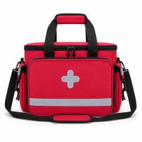 China Emergency Medical Trauma Bag for EMT EMS First Responders, 17 Inch Red Medical Supply Organizer with Padded Dividers, Side Pockets & Reflective Strip for sale
