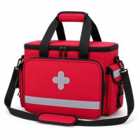China Emergency Medical Trauma Bag for EMT EMS First Responders, 17 Inch Red Medical Supply Organizer with Padded Dividers, Side Pockets & Reflective Strip for sale