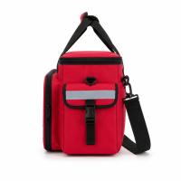 China Emergency Medical Trauma Bag for EMT EMS First Responders, 17 Inch Red Medical Supply Organizer with Padded Dividers, Side Pockets & Reflective Strip for sale
