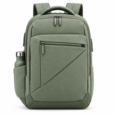 China Minimalist Sage Green Laptop Backpack, Water-Resistant Business Travel Backpack with Multi-Compartment Storage, Bottle Holder and Breathable Back Panel for sale