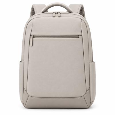 China Custom OEM ODM Minimalist Beige Business Laptop Backpack for Men and Women, Water-Resistant Work Travel Backpack with 15.6-Inch Laptop Compartment, Trolley Strap & Multi-Pocket Storage for sale