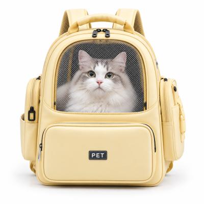 China Expandable Cat Carrier Backpack – Breathable Pet Travel Backpack with Large Mesh Window, Side Storage Pockets & Padded Shoulder Straps for sale
