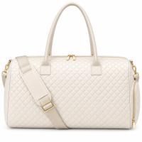 China Quilted Weekender Travel Bag with Shoe Compartment – Large Carry-On Duffel Tote with Adjustable Shoulder Strap, Front Zipper Pocket & Separate Shoe Storage for sale