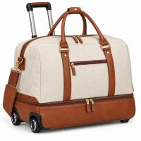 China Custom OEM ODM Wheeled Weekender Travel Bag with Separate Bottom Compartment – Large Carry-On Duffel with Telescopic Handle, Shoulder Strap & Shoe Storage for sale
