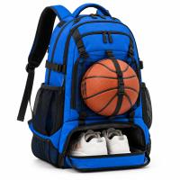 China Custom Logo Bag Wholesale Basketball Backpack with Ball Holder & Shoe Compartment – Large Sports Training Backpack with Side Mesh Pockets, Padded Shoulder Straps & Multi-Pocket Storage for sale