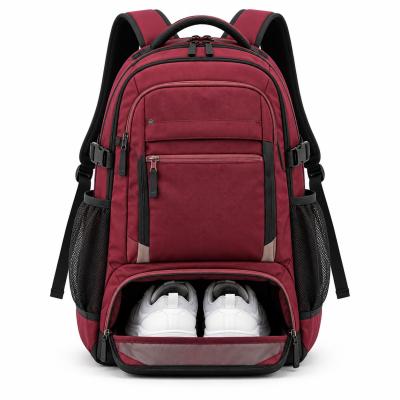 China Custom Logo Bag Wholesale Travel Backpack with Shoe Compartment – Large Multi-Pocket Carry-On Backpack with Separate Shoe Storage, Side Mesh Pockets & Padded Shoulder Straps for sale