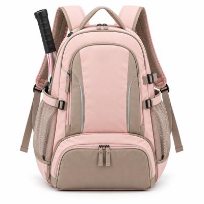 China Custom Bag Manufacturer Tennis Backpack with Racket Holder – Women’s Sports Backpack with Side Mesh Bottle Pockets, Front Organizer, Compression Straps & Padded Shoulder Straps for sale