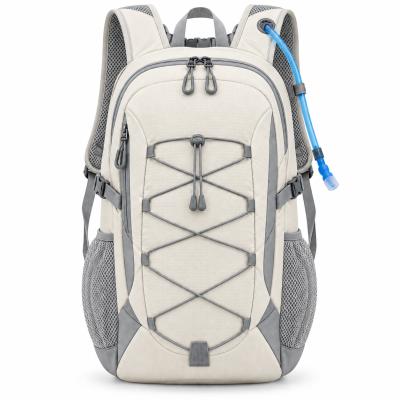 China Custom Bag Manufacturer Hydration Hiking Backpack with Water Bladder Tube – Lightweight Outdoor Daypack with Front Bungee Cord, Side Mesh Bottle Pockets & Breathable Padded Straps for sale