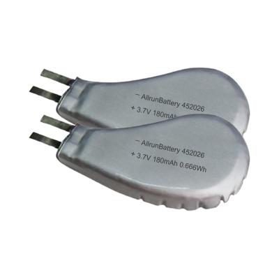 China 452026 3.7 V 180mAh LiPo Battery Custom Rechargeable Li Polymer Battery Wearable for sale